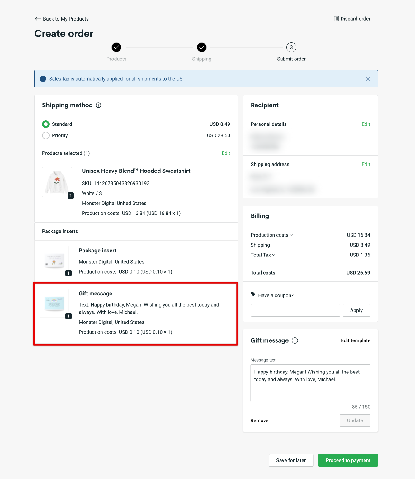 How can I add a gift message to a manual order? – Printify