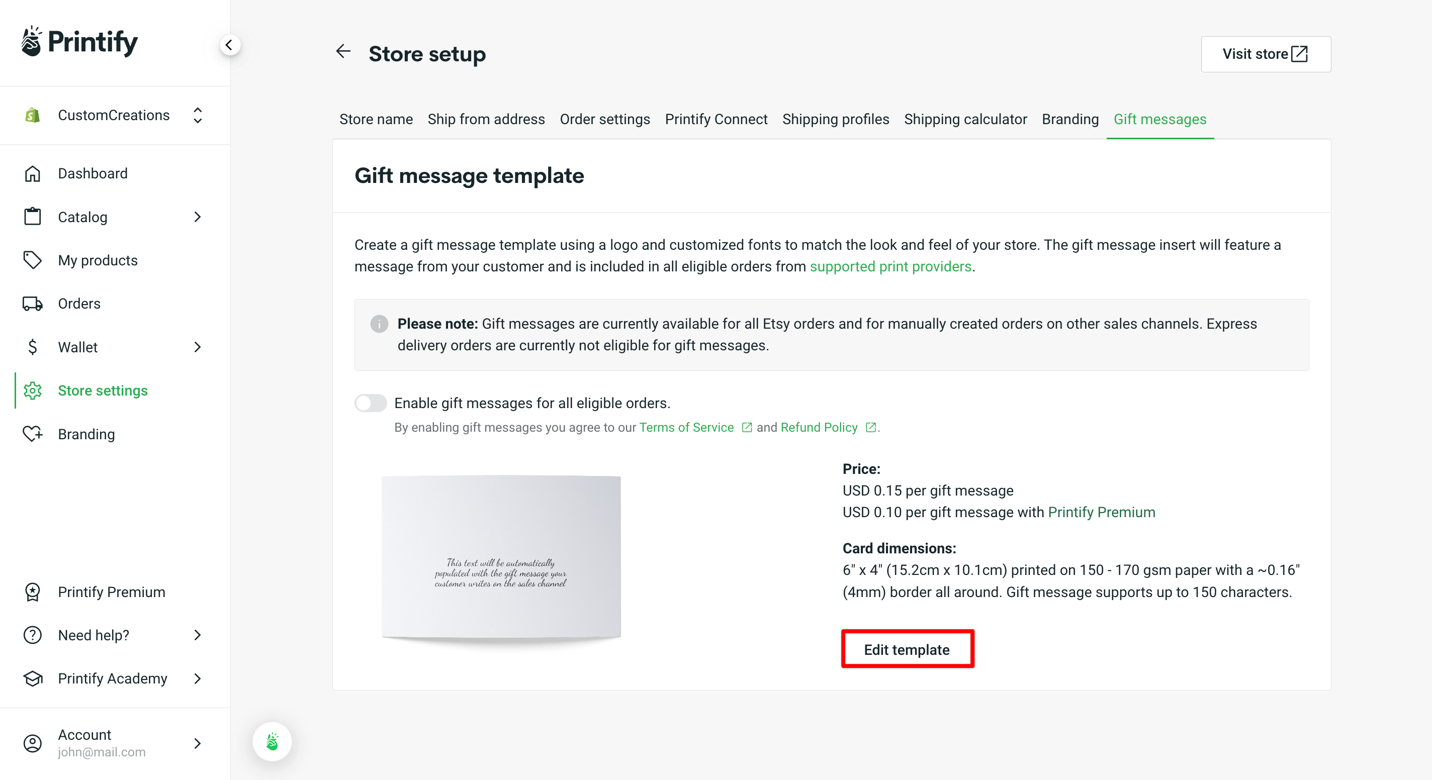 How can I set up personalized gift messages? – Printify