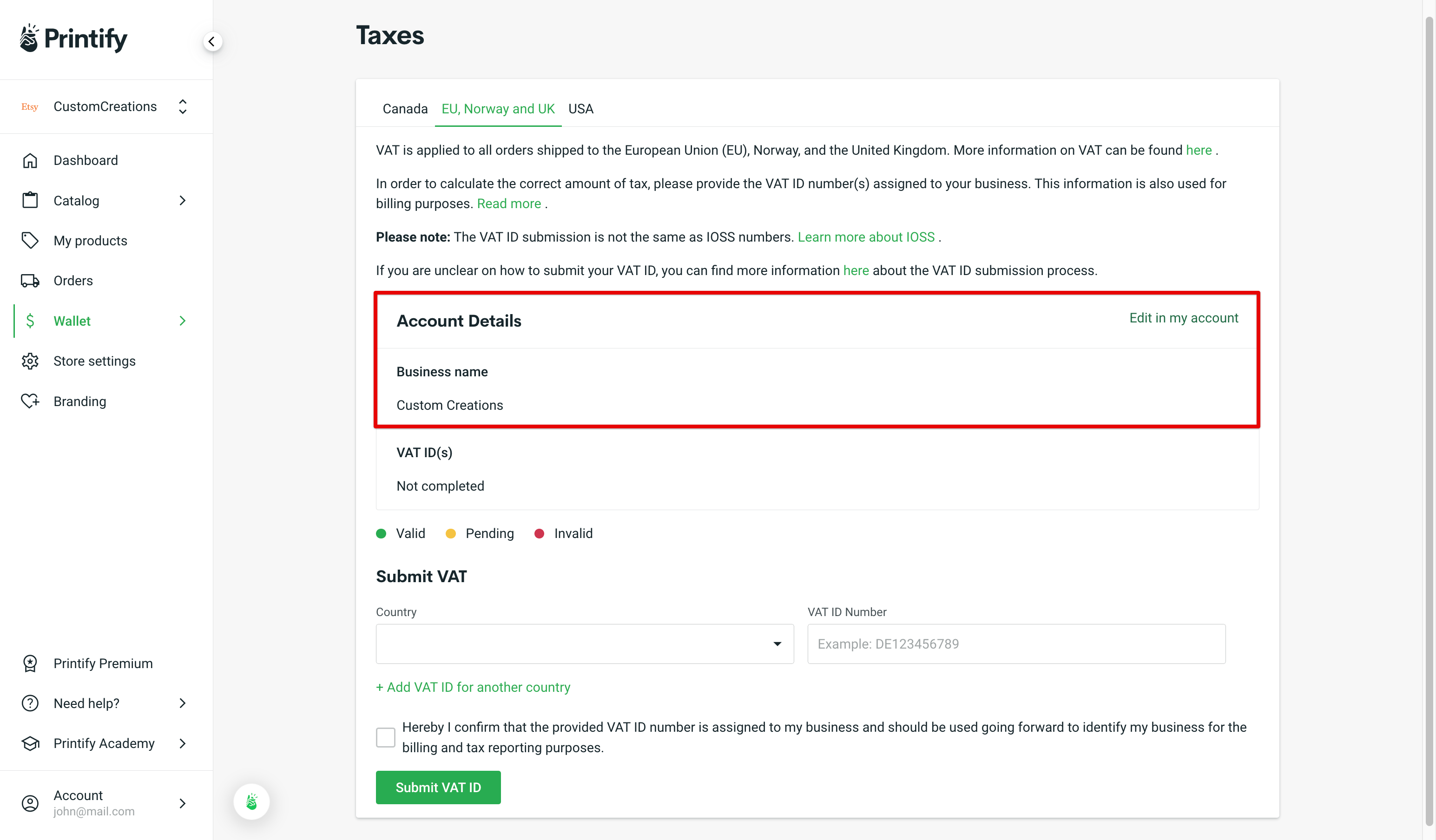 How can I submit my VAT IDs to Printify? – Printify