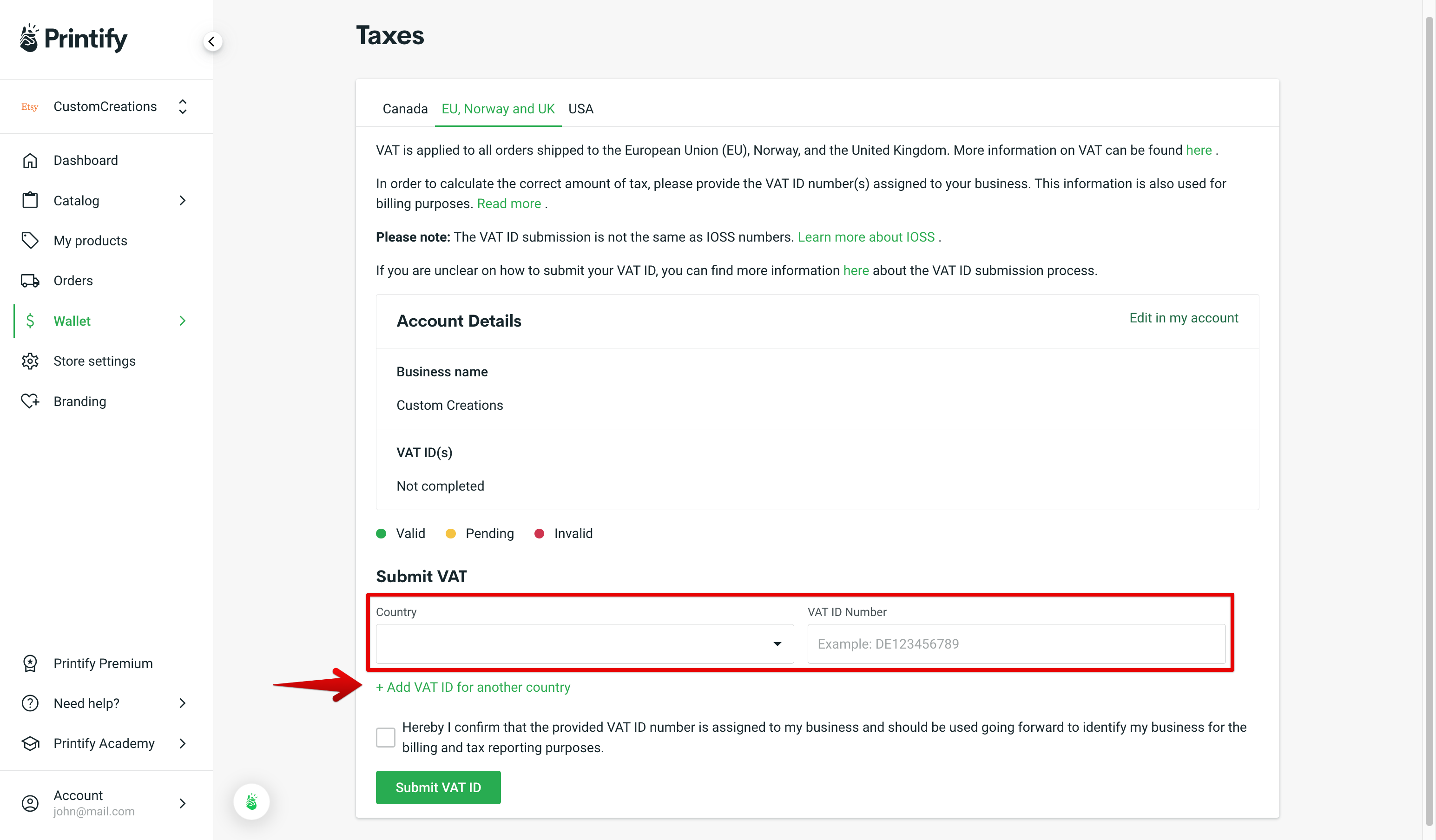 How can I submit my VAT IDs to Printify? – Printify