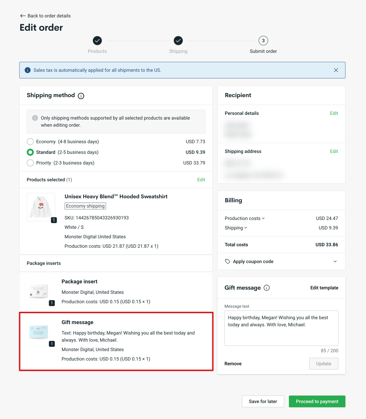 How can I add a gift message to a manual order? – Printify