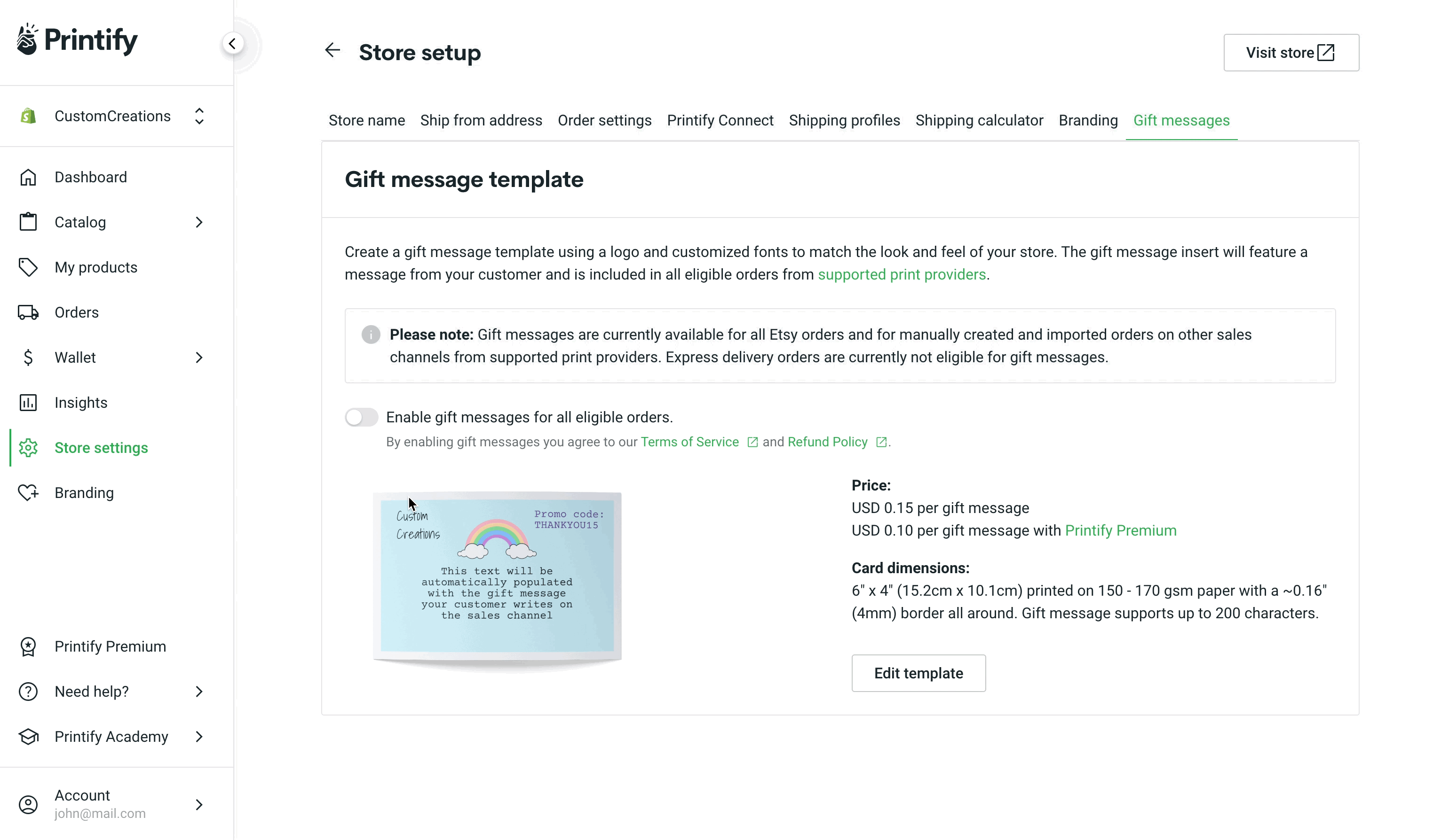 How can I set up personalized gift messages? – Printify