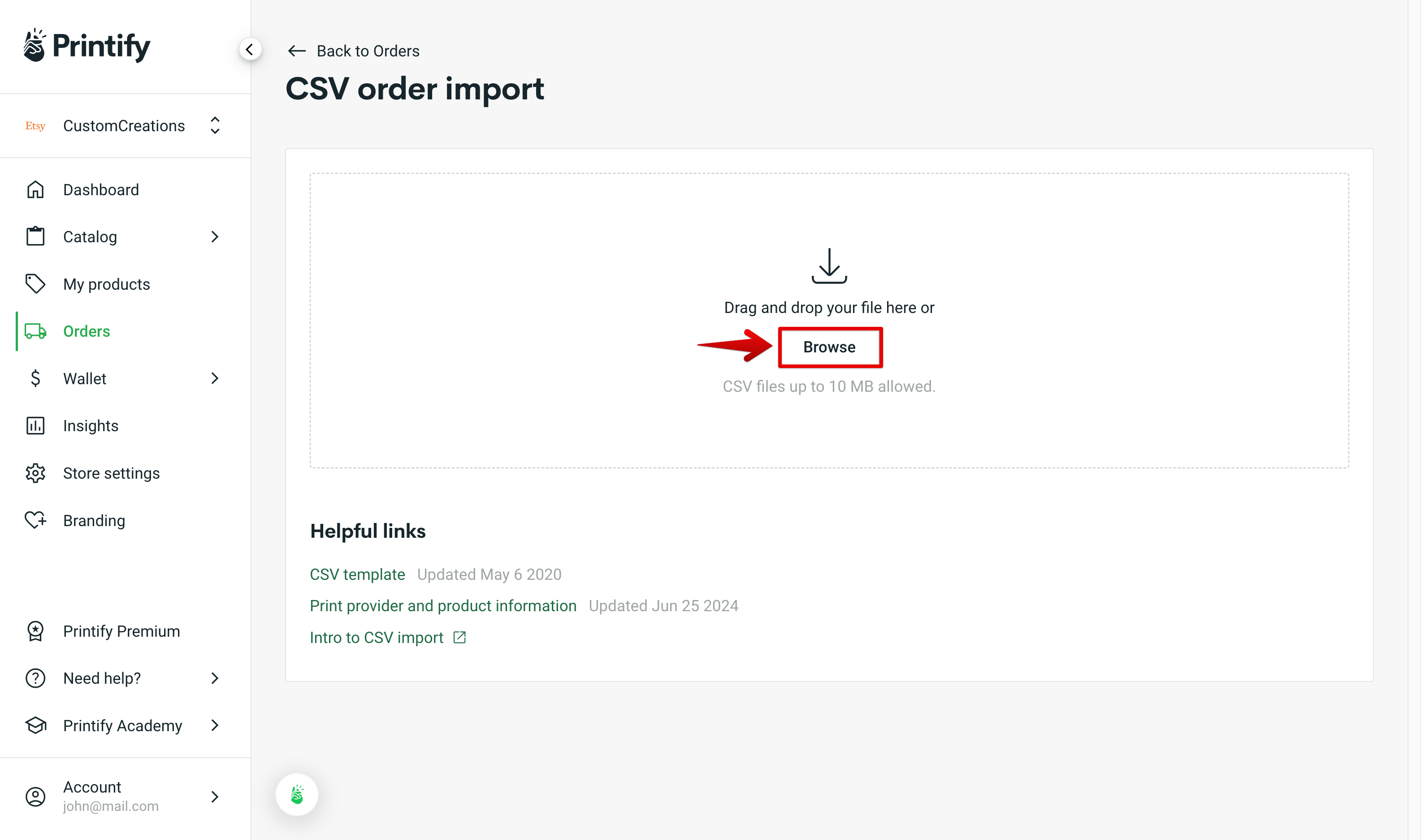 How can I import orders using a CSV file? – Printify